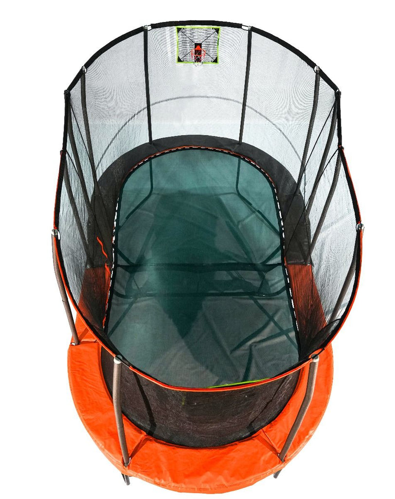 JumpKing 10’ x 17’ Oval Multi Level Heavy Duty Trampoline With Toss Ga ...