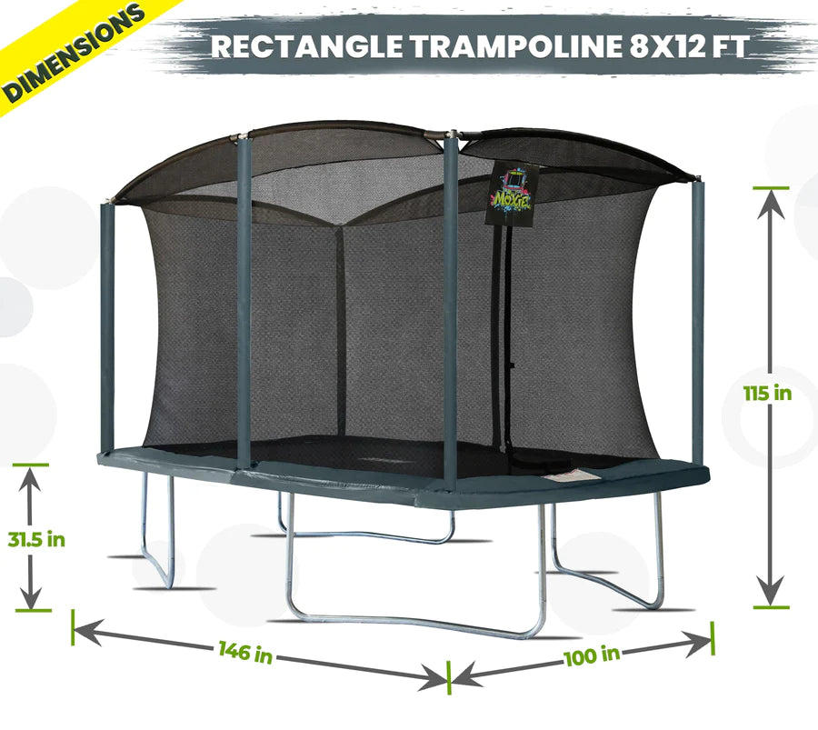 Upper Bounce Machrus Moxie 8 x 12 FT Rectangular Outdoor Trampoline Se ...